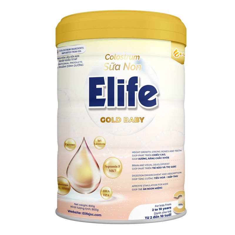 Sữa non Elife số 3 Gold Baby 800g (Từ 2 - 10 tuổi)
