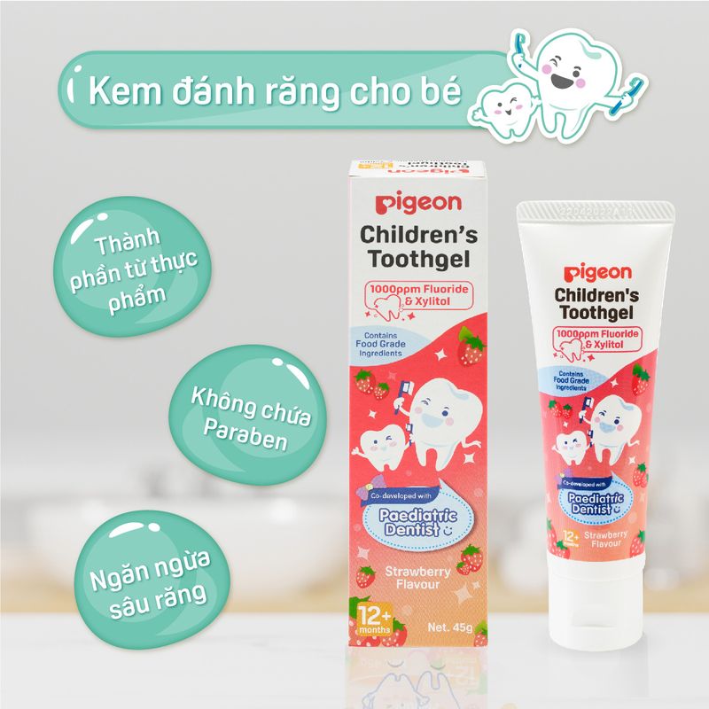 Kem đánh răng trẻ em Pigeon hương dâu 45g