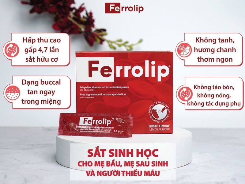 Sắt sinh học Ferrolip cho bà bầu (Hộp 20 gói)