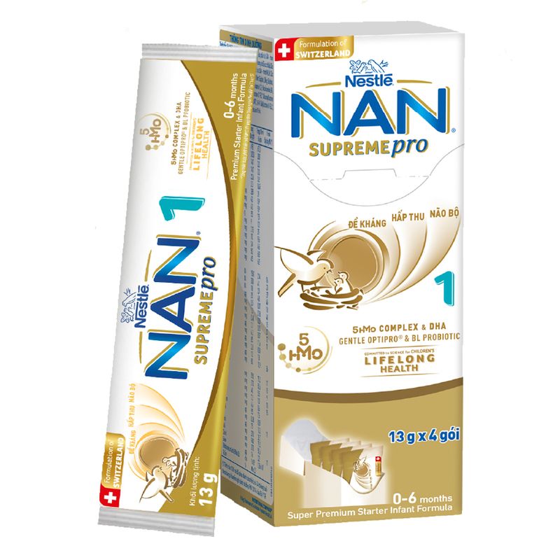 Sữa Nan Supreme Pro 1 13g x 4 gói (Từ 0 - 6 tháng)
