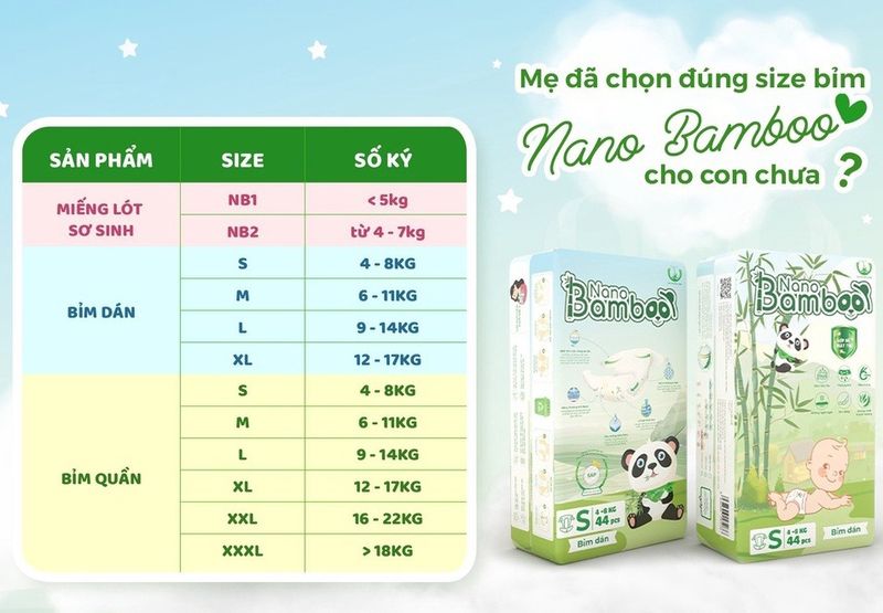 Bỉm - Tã quần Nano Bamboo sợi tre thiên nhiên size XXL 44 miếng (16 - 22kg)