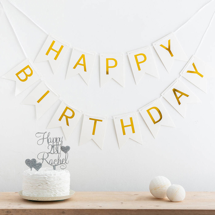 Dây chữ Happy Birthday màu bạc